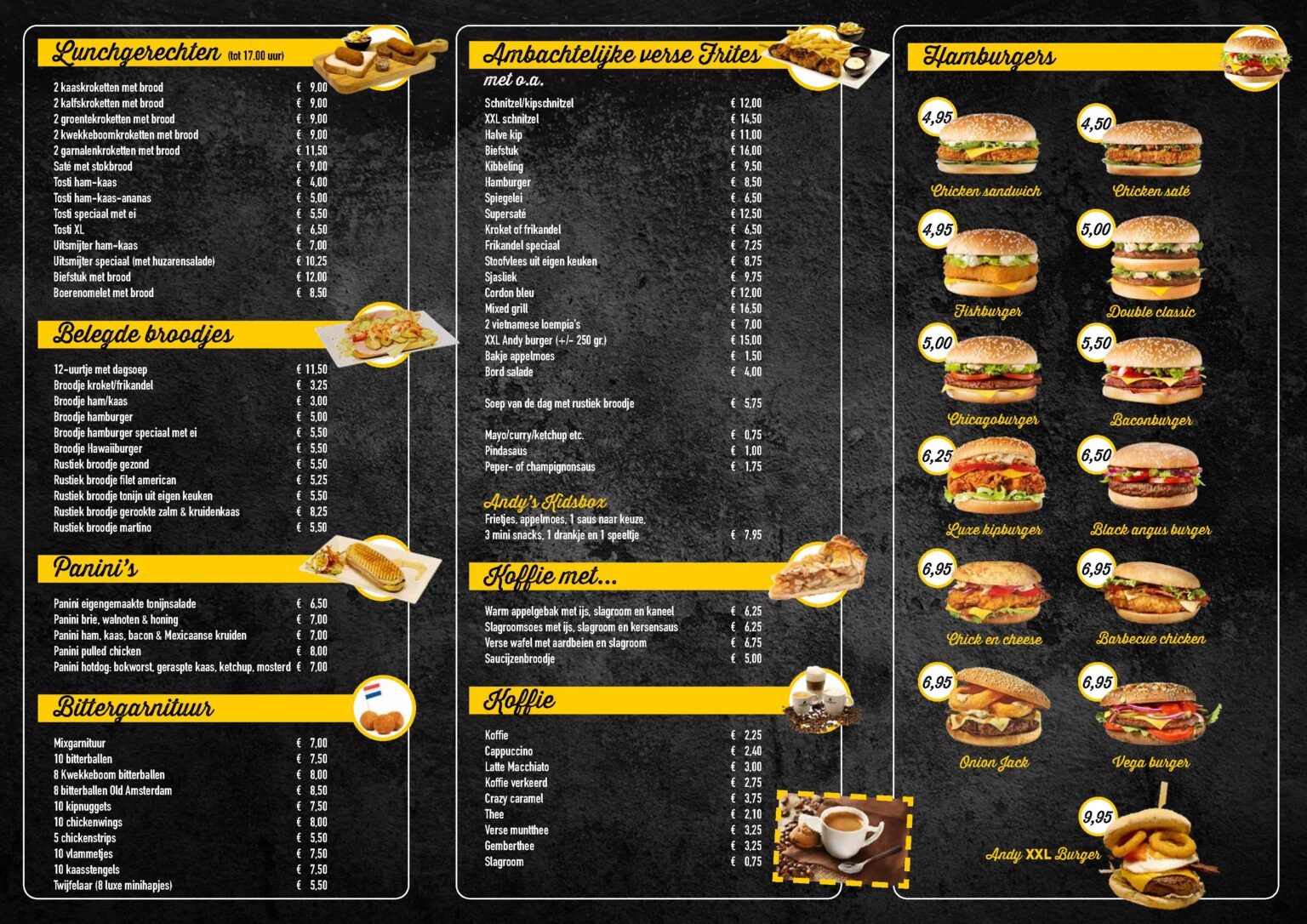 Menu Restaurant – Snackbar Andy
