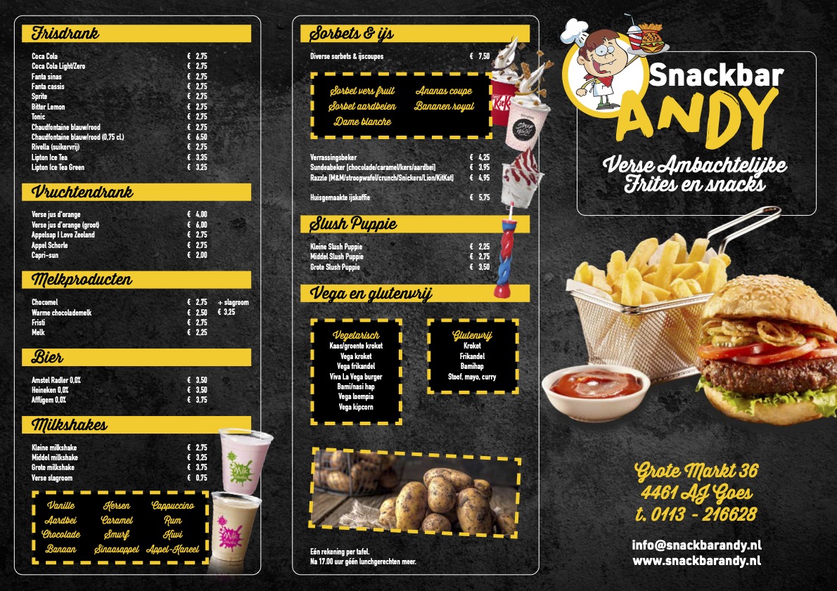 Menu Restaurant – Snackbar Andy